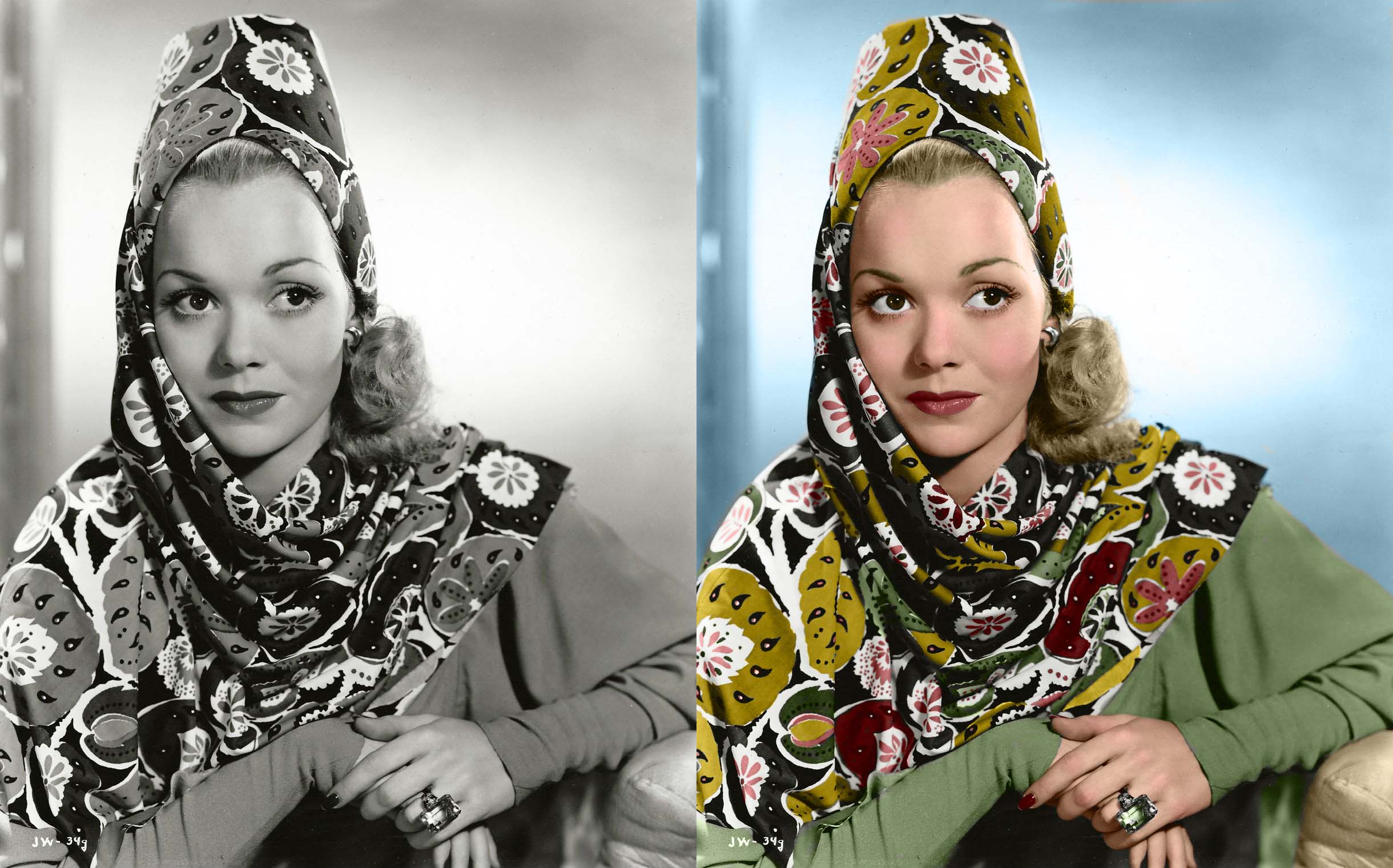 Actress Jane Wyman (1942) : r/Colorization